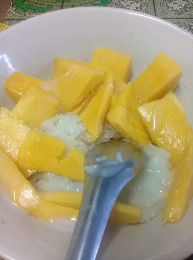 Sticky rice with mango stock photo. Image of moon, mango - 114117966