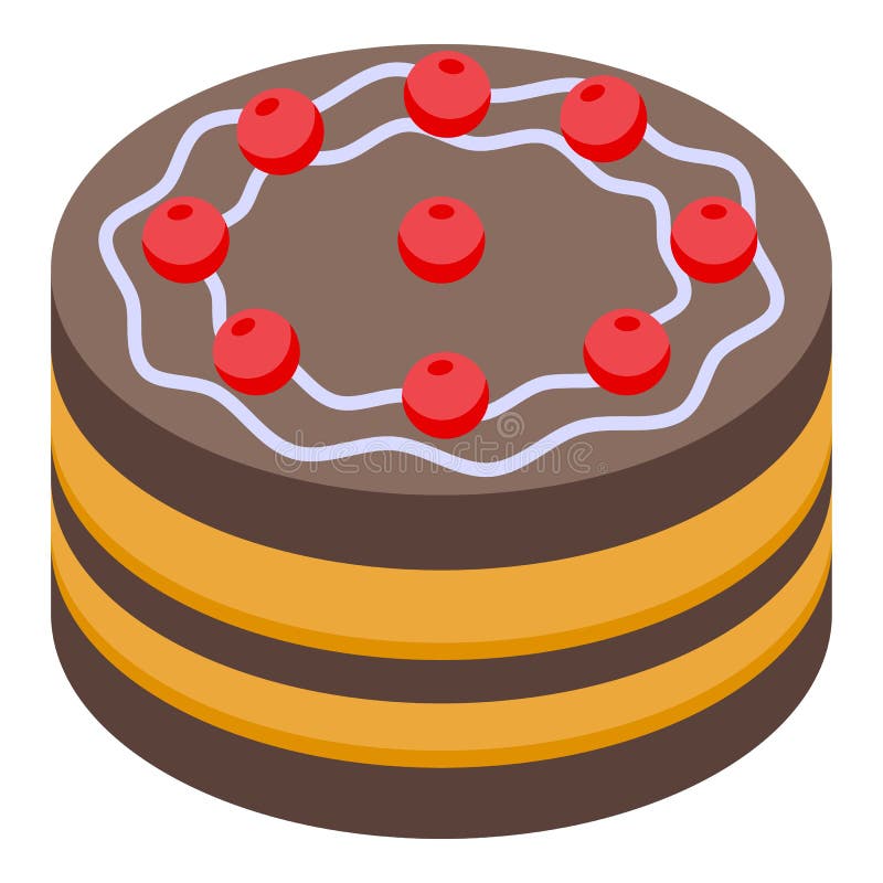 Gluttony Chocolate Cake Icon, Isometric Style Stock Vector ...