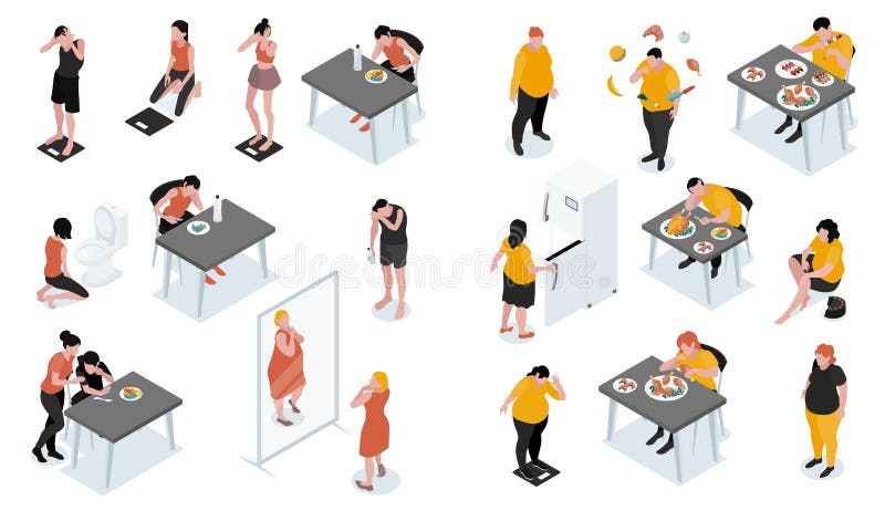 Gluttony Isometric Set stock vector. Illustration of gluttony - 226506085