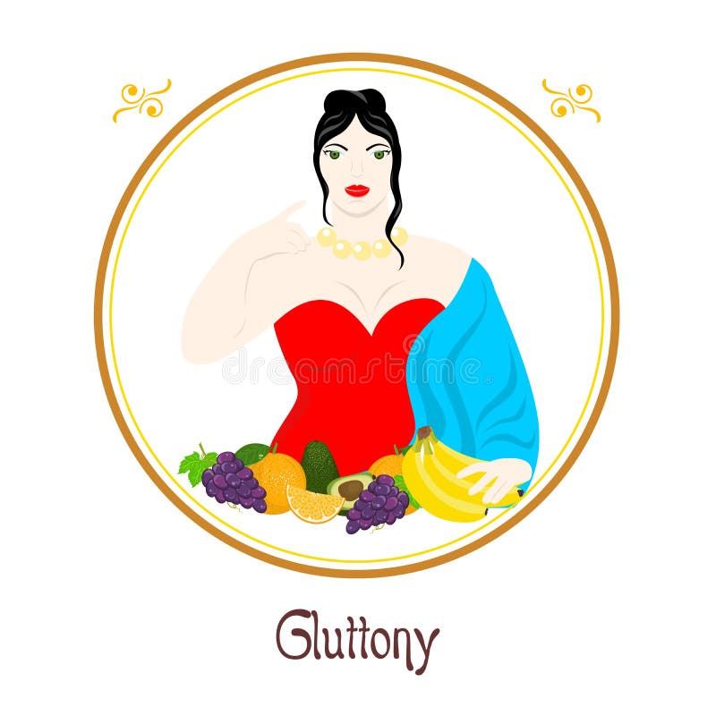 The gluttony sin stock vector. Illustration of hunger - 96103590