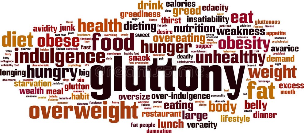 Gluttony word cloud stock vector. Illustration of character - 182192599