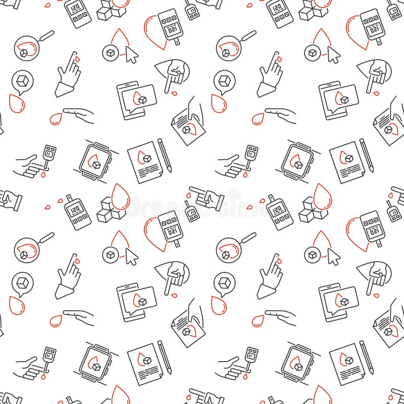 Glycemia Vector Simple Seamless Background. Glucose in Blood Test ...