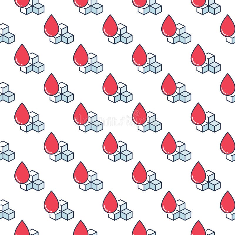 Glycemia Vector Sugar in Red Blood Drop Colored Seamless Pattern Stock ...