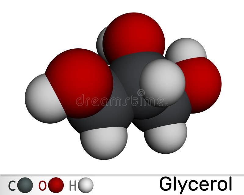Glycerol, Glycerine Molecule. Molecular Model Stock Illustration ...