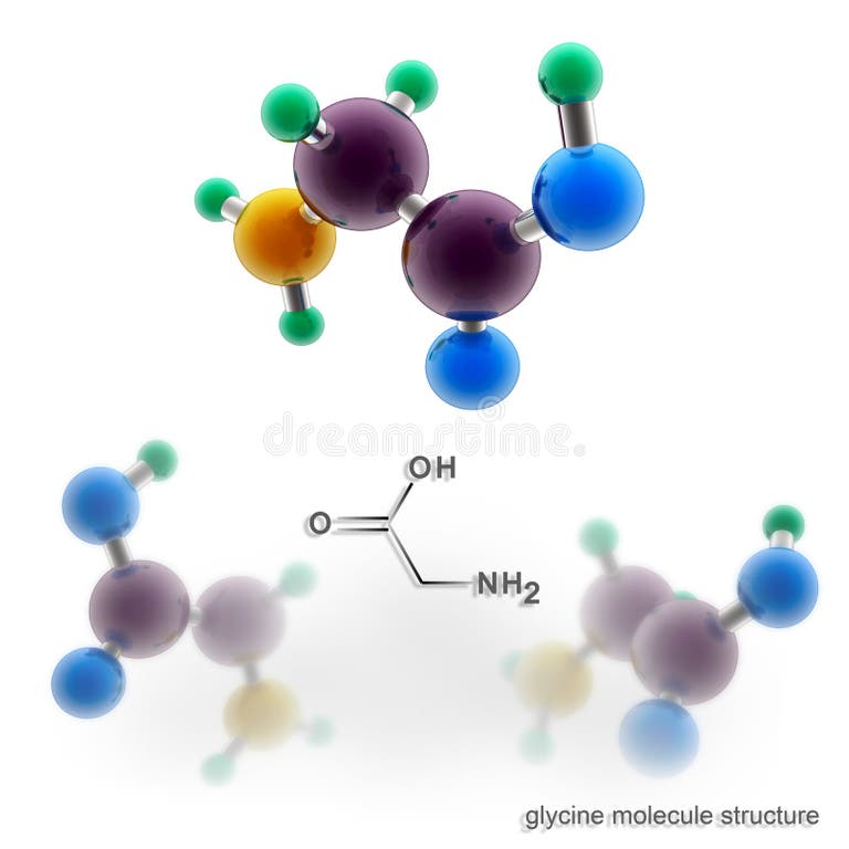 Glycine molecule structure stock illustration. Illustration of symbol ...