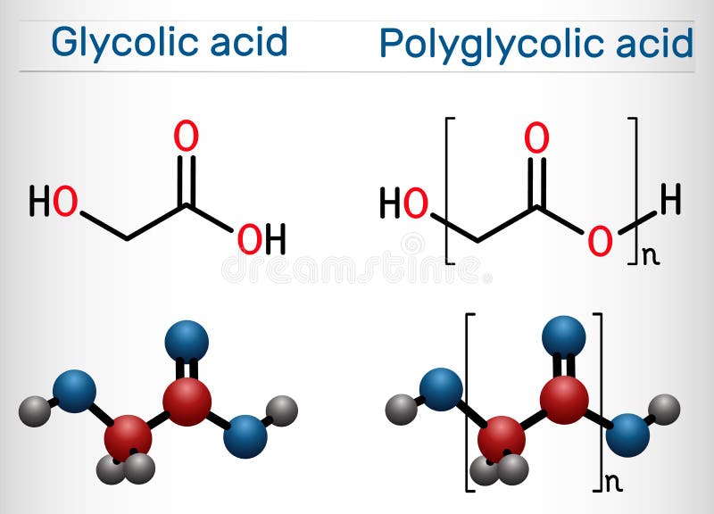 Glycolic Acid, Hydroacetic or Hydroxyacetic Acid, C2H4O3 Molecule. it ...