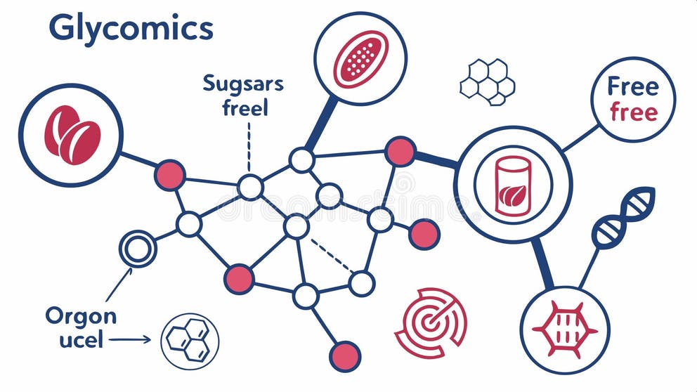 Glycomics Diagram with Molecules, Biochemistry and Science Vector ...