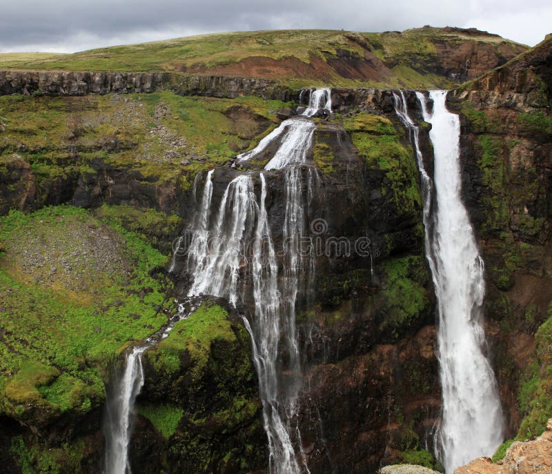 Skutafoss Waterfalls Near Hofn in Iceland Photographed at Sunset Stock ...