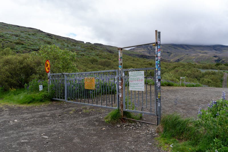 Glymur, Iceland - June 30, 2023: Gate at the Trailhead Start To the ...