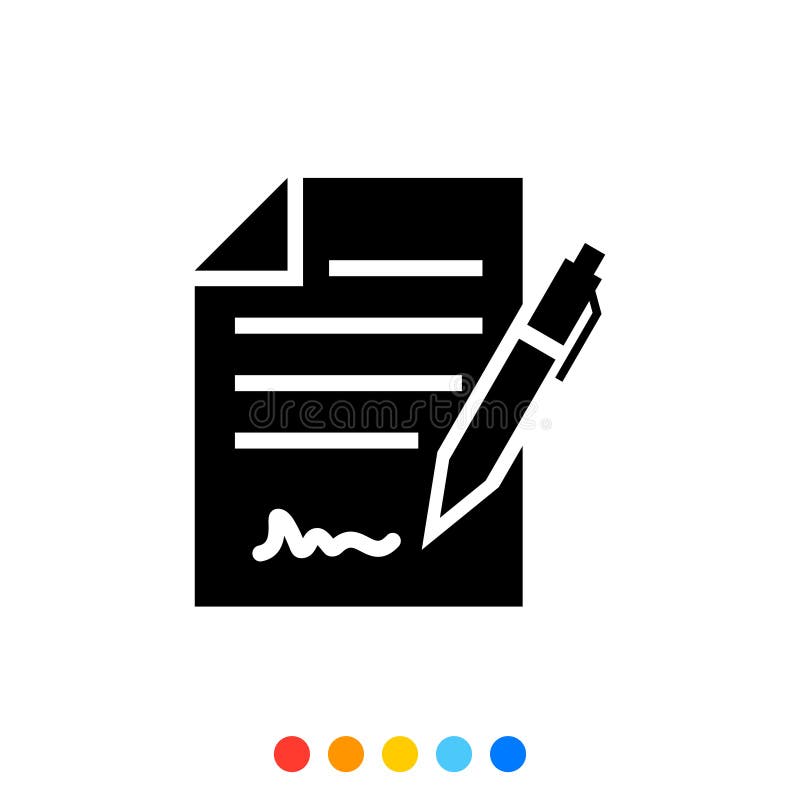 Glyph Icon of Signing a Contract with a Signature, Vector and ...