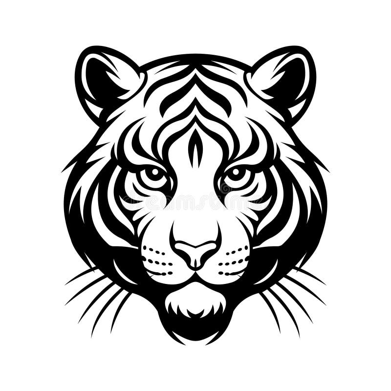 A Glyph Icon of Tiger Mascot Face Stock Vector - Illustration of tiger ...