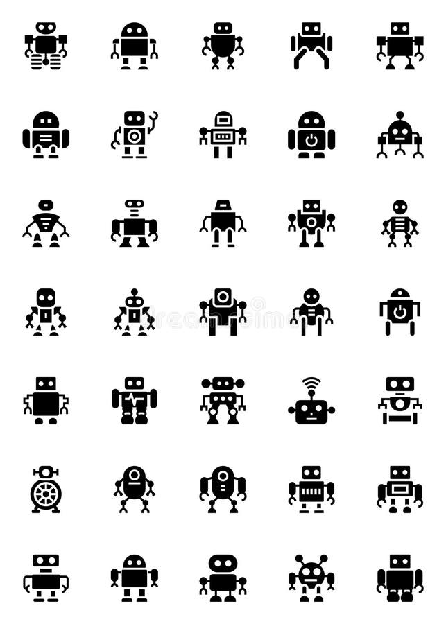 Glyph Icons for Robot Machine. Stock Vector - Illustration of astronaut ...