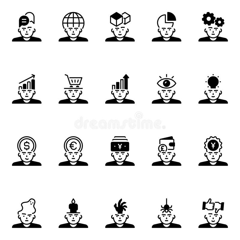 Glyph Icons for Thinking Mind. Stock Vector - Illustration of candle ...