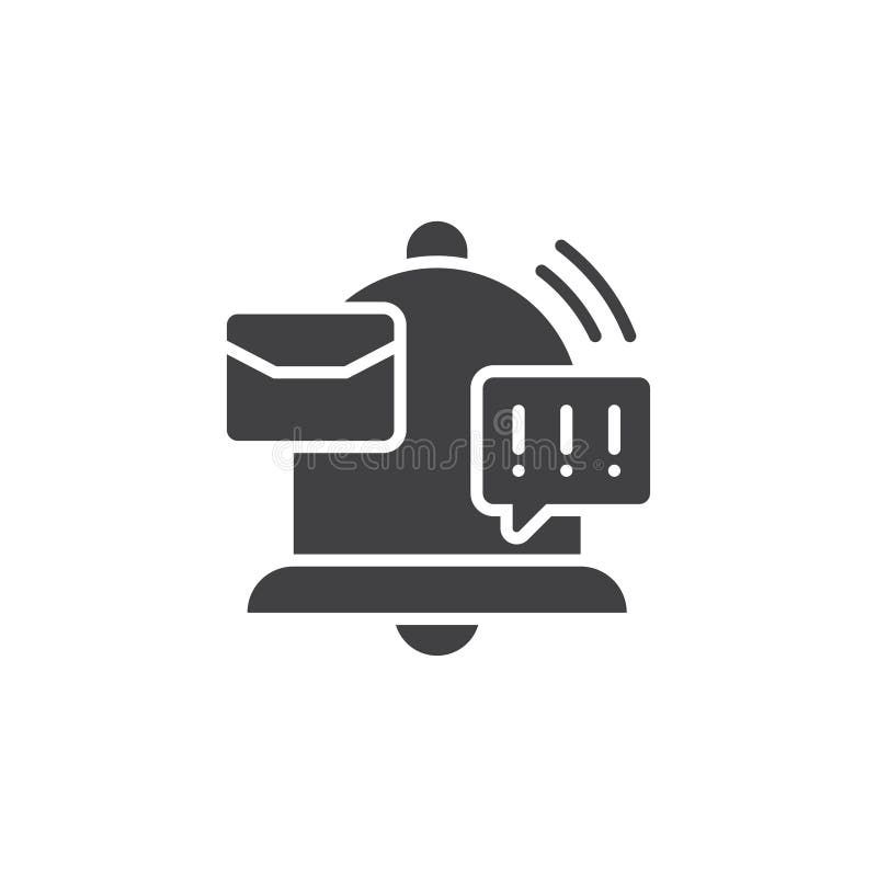 Glyph Notification Icon Vector with Email and Exclamation Mark Stock ...