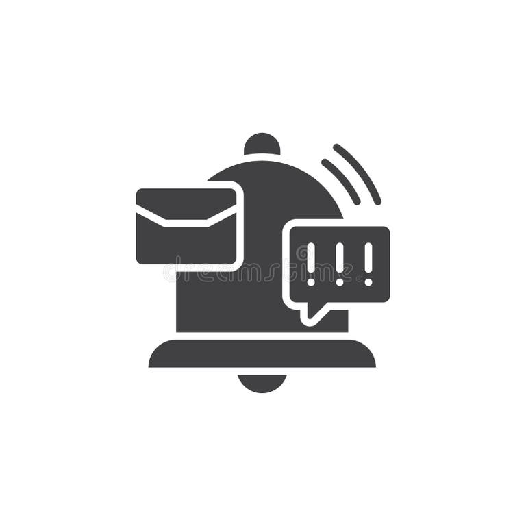 Glyph Notification Icon Vector with Email and Exclamation Mark Stock ...