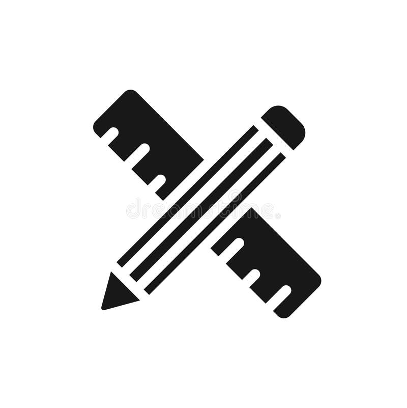 Glyph or Solid Pencil and Ruler Cross Stock Vector - Illustration of ...