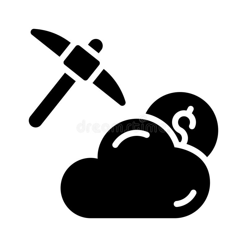 A Glyph Style Icon of Cloud Mining Concept Stock Illustration - Illustration of income, earning ...