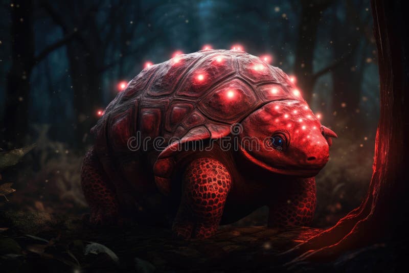 A Glyptodon Roaring into the Night with Its Eyes Glowing Red. Stock ...