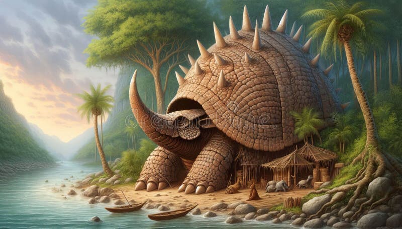 Glyptodon Shell As Shelter â€ Early Humans Using Giant Armadil Stock ...