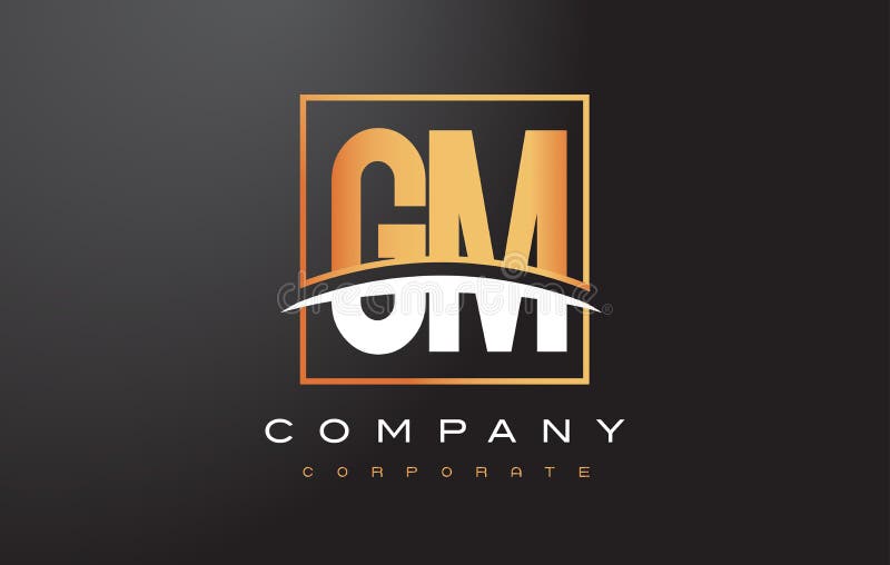 Gm G M Golden Letter Logo Design With Gold Square And Swoosh Stock Vector Illustration Of