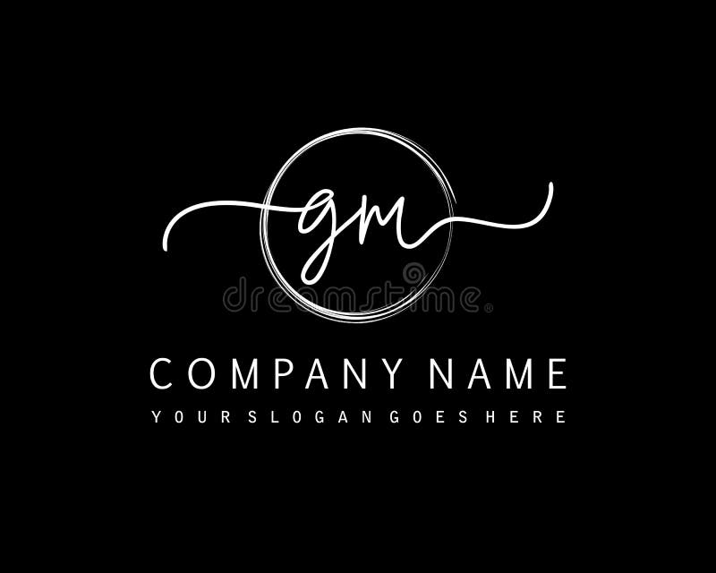 GM Initial Handwriting Logo Circle Hand Drawn Template Vector Stock ...