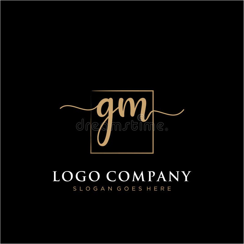 GM Initial Handwriting Logo with Rectangle Template Vector Stock Vector ...