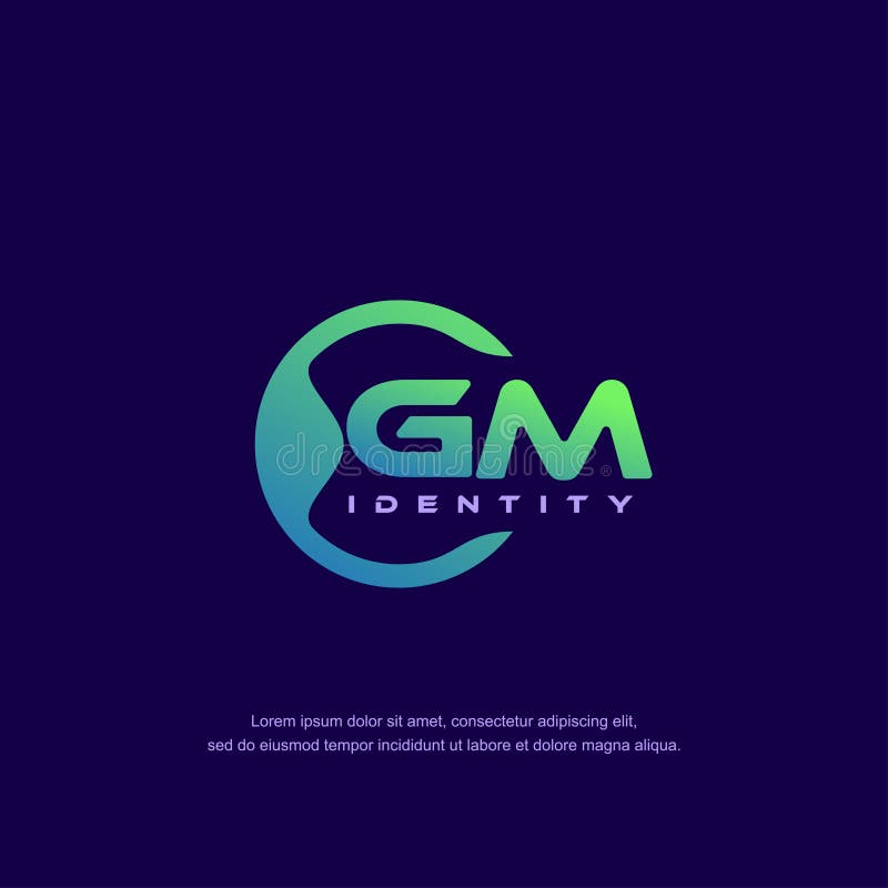 GM Initial Letter Circular Line Logo Template Vector with Gradient ...