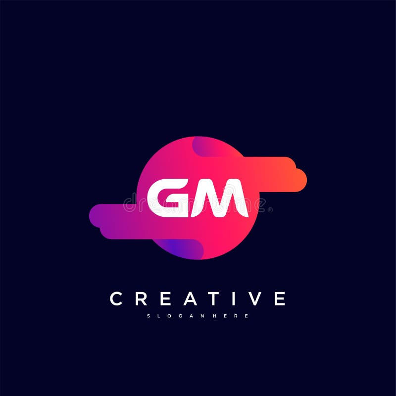 GM Initial Letter Logo Icon Design Template Elements with Wave Colorful ...