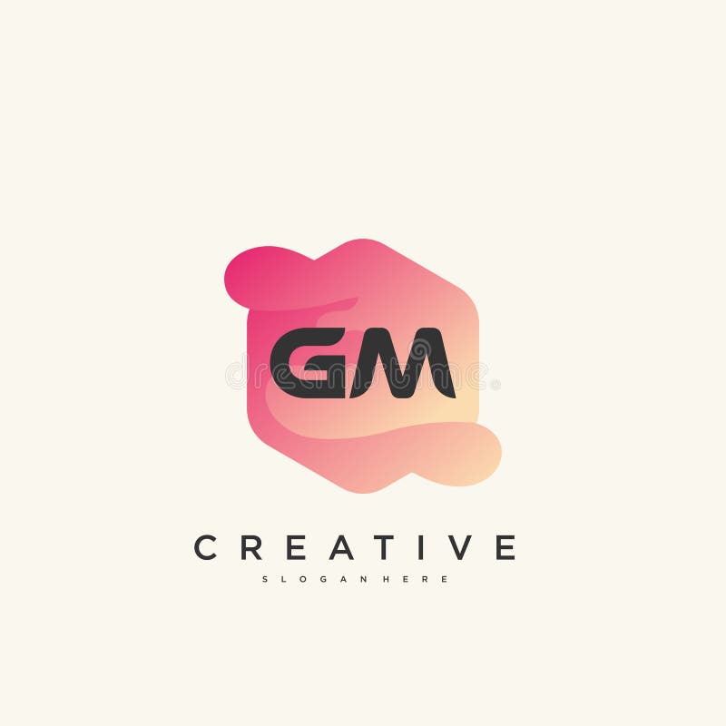 GM Initial Letter Logo Icon Design Template Elements with Wave Colorful ...