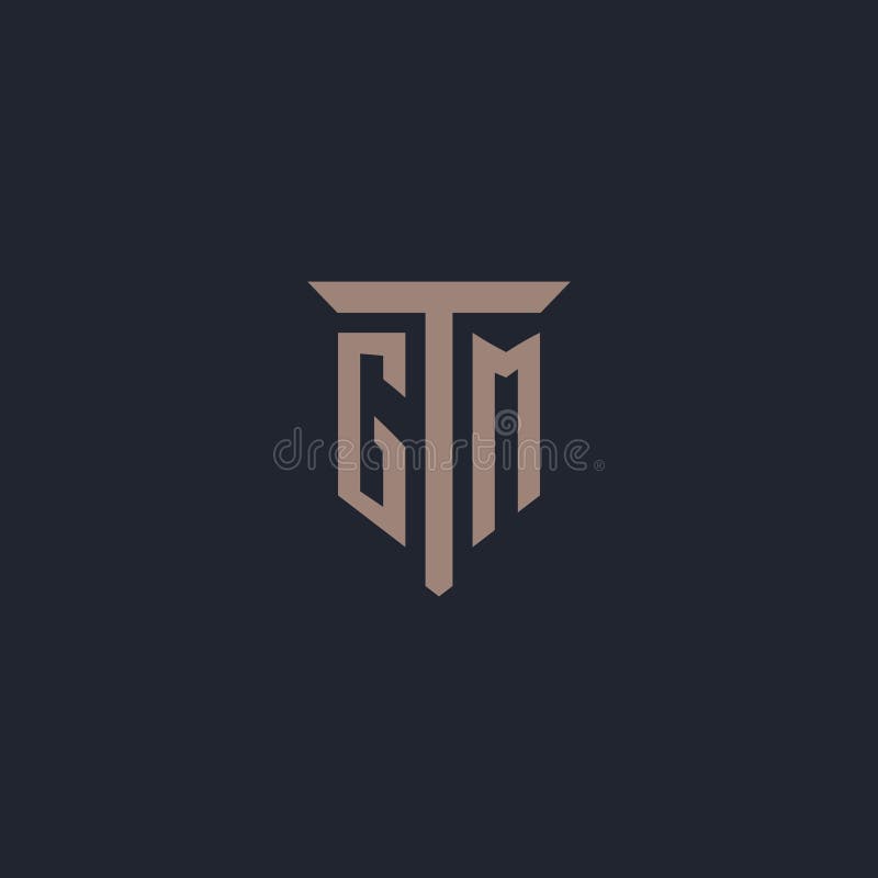 GM Initial Logo Monogram with Pillar Icon Design Stock Vector ...