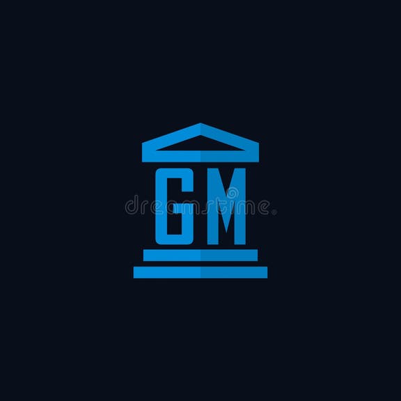 GM Initial Logo Monogram with Simple Courthouse Building Icon Design ...