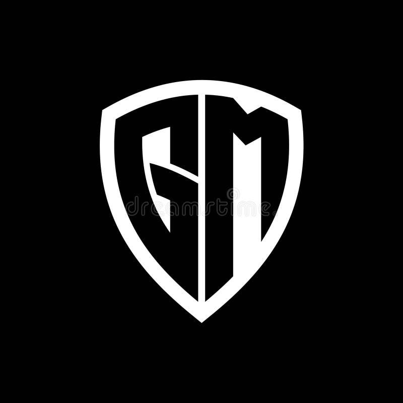 GM Monogram Logo with Bold Letters Shield Shape with Black and White ...