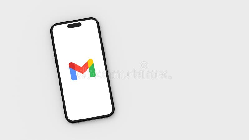Gmail Logo on Mobile Phone Screen on Gray Background with Copy Space ...