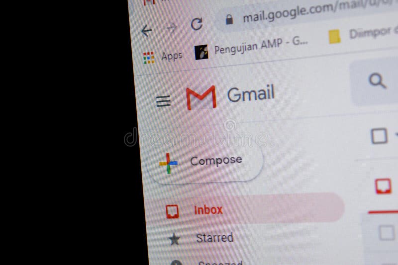 Gmail Website Home Page on Computer Screen. Gmail is a Web Browser ...