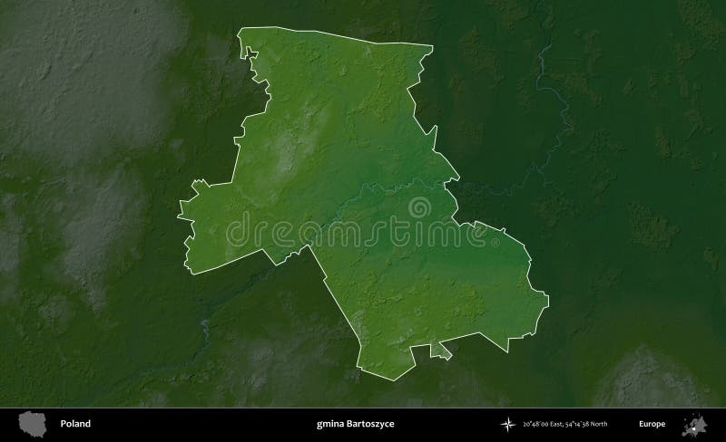 Gmina Bartoszyce Highlighted, Poland. Physical Stock Photo - Image of ...