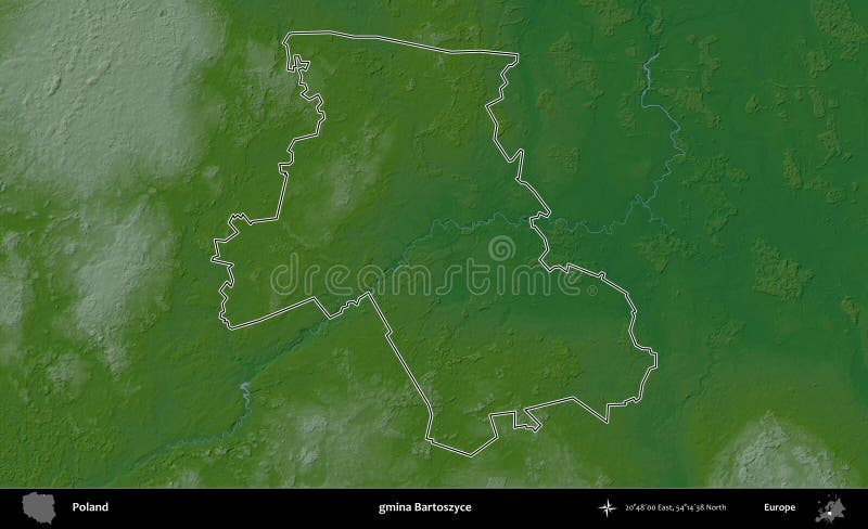 Gmina Bartoszyce Outlined, Poland. Physical Stock Image - Image of ...