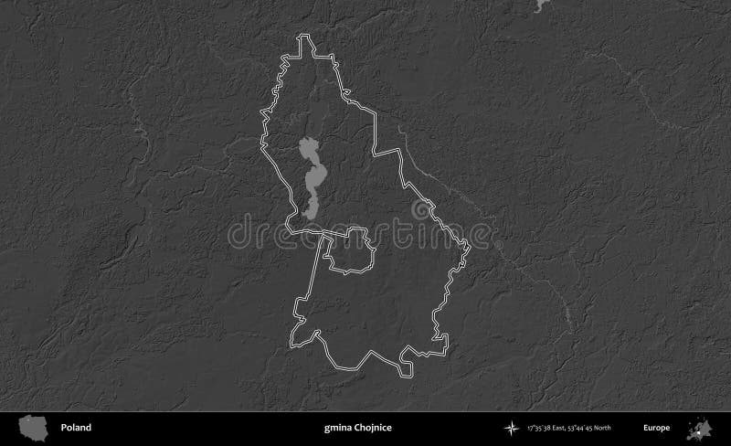 Gmina Chojnice Outlined, Poland. Grayscale Stock Illustration ...
