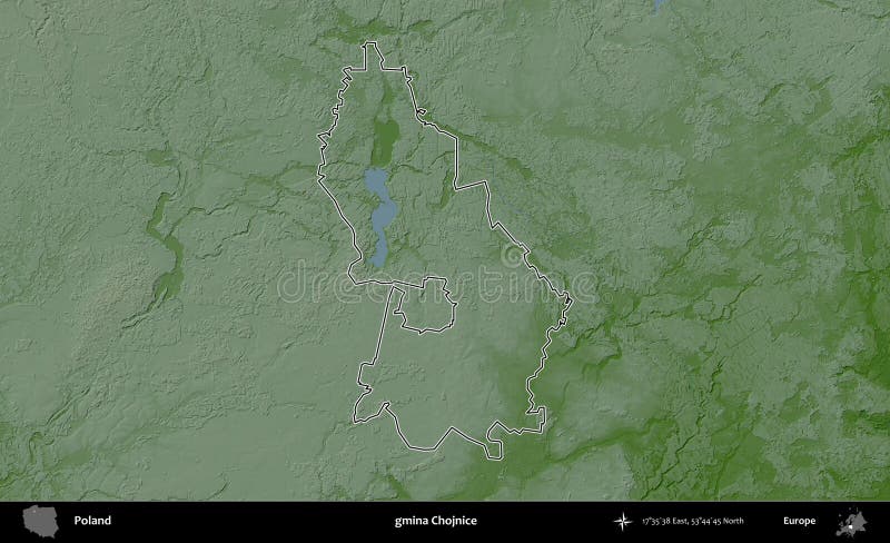 Gmina Chojnice Outlined, Poland. Physical Stock Illustration ...