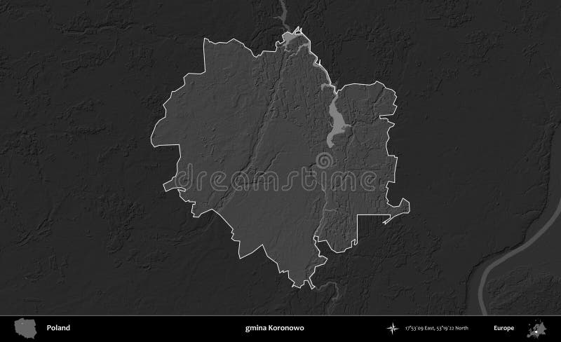 Gmina Koronowo Highlighted, Poland. Grayscale Stock Photo - Image of ...