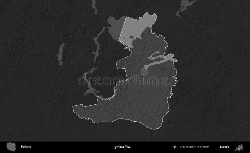 Gmina Pisz Highlighted, Poland. Grayscale Stock Photo - Image of ...