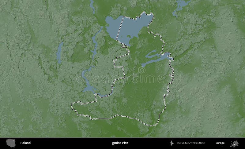Gmina Pisz Outlined, Poland. Physical Stock Photo - Image of europe ...