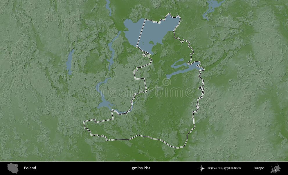 Gmina Pisz Outlined, Poland. Physical Stock Photo - Image of europe ...