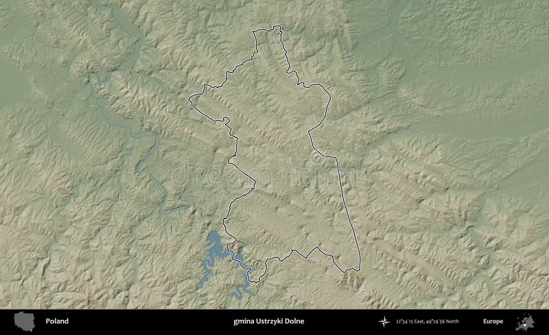 Gmina Ustrzyki Dolne Outlined, Poland. Physical Stock Illustration ...