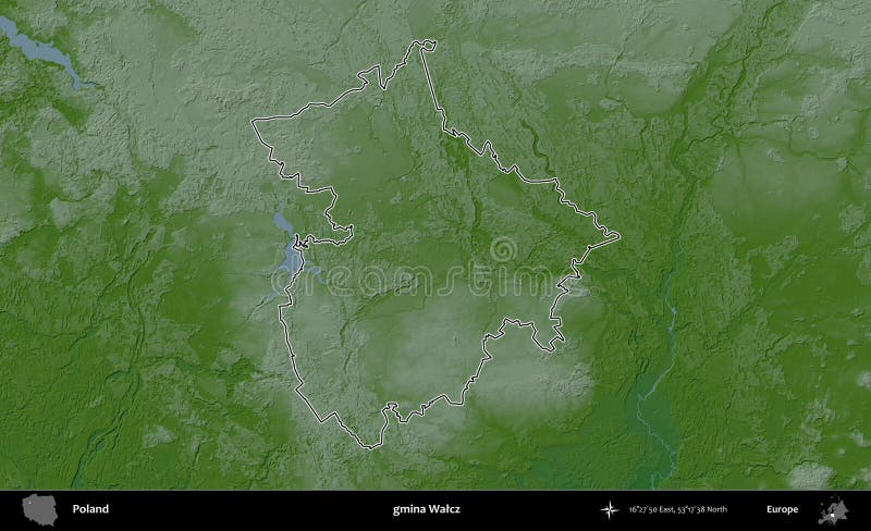 Gmina Walcz Outlined, Poland. Physical Stock Photo - Image of walcz ...