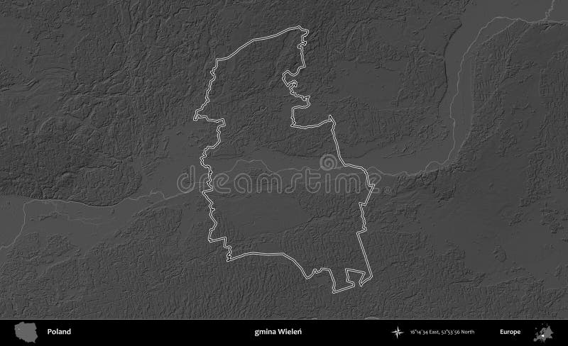Gmina Wielen Outlined, Poland. Grayscale Stock Illustration ...