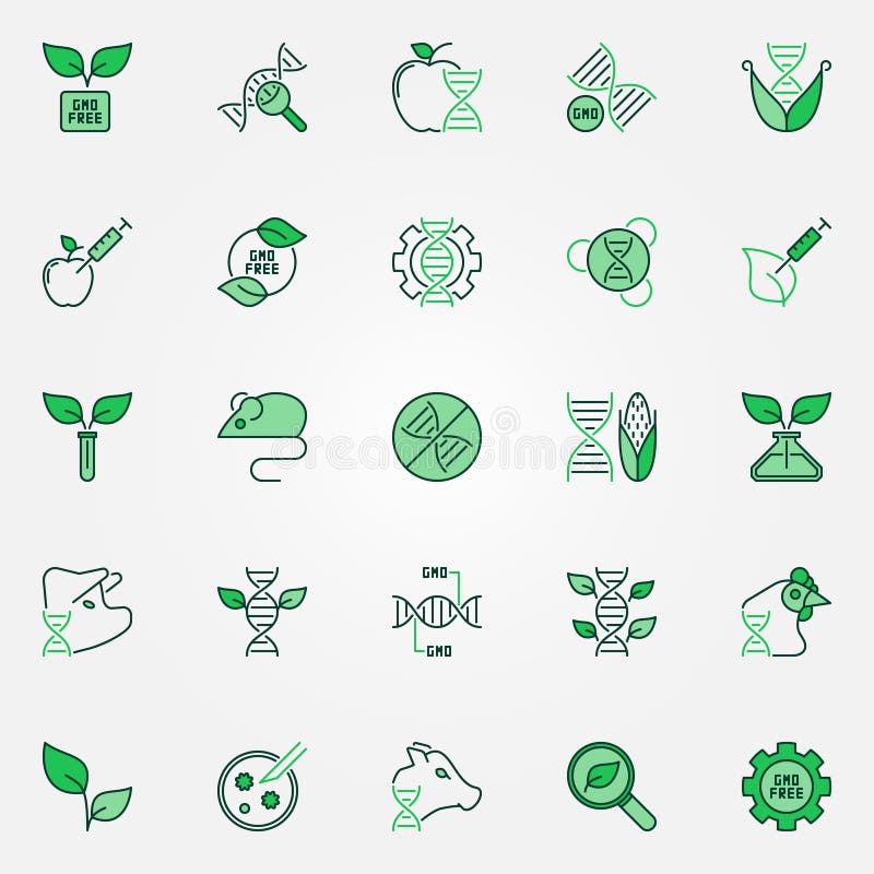 GMO Creative Vector Icons Set. Genetic Modification Signs Stock Vector ...