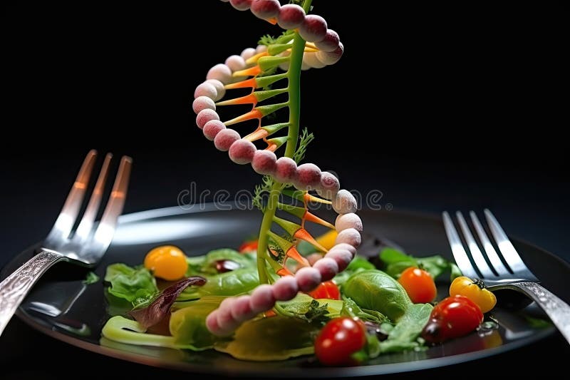 GMO Food and Genetically Modified Crops Concept. Fruit and Vegetables ...