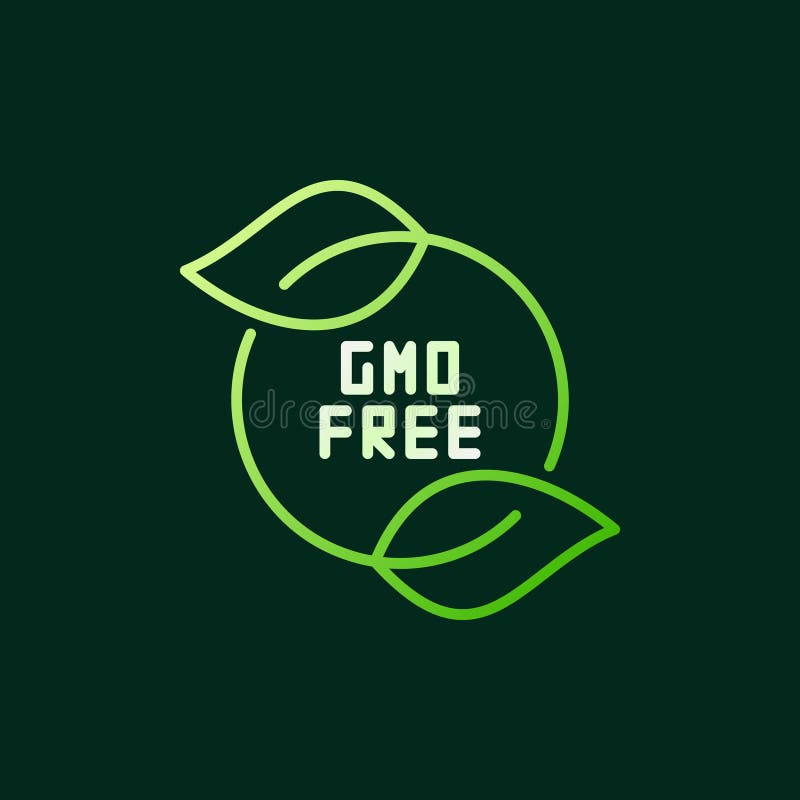 GMO Free with Green Leaves Vector Modern Outline Icon Stock Vector ...