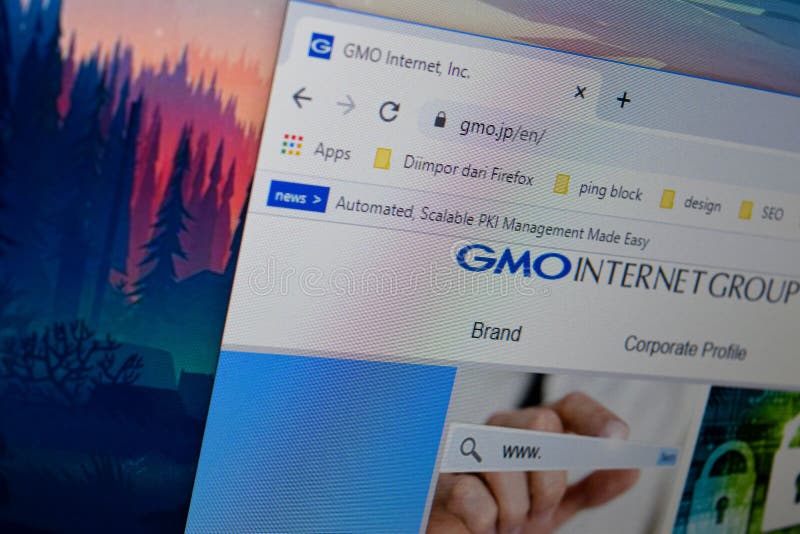 GMO Internet Group Website Home Page on Computer Screen. Bekasi, July ...