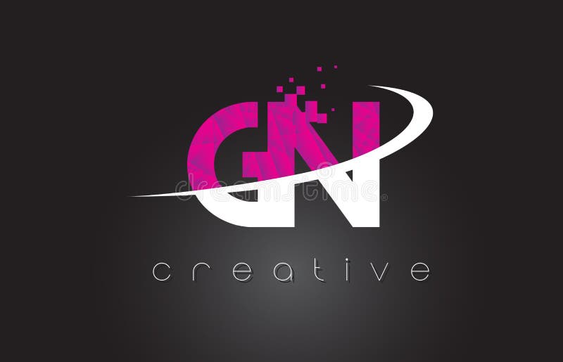 GN G N Creative Letters Design with White Pink Colors Stock Vector ...